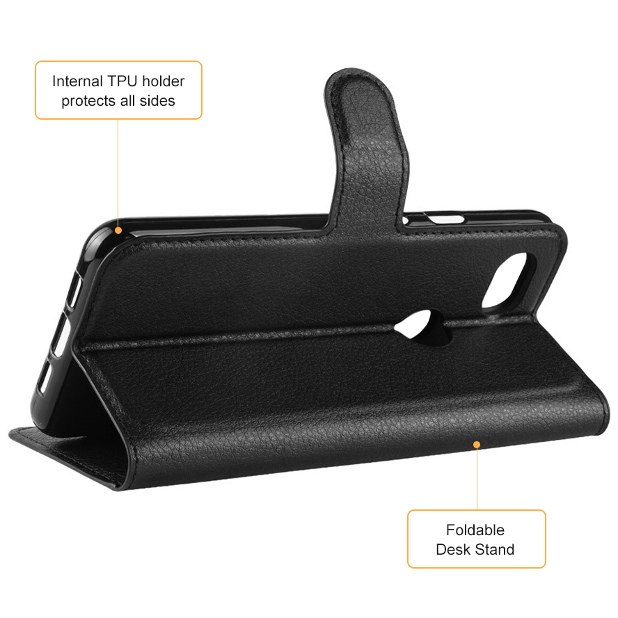 Leather Wallet Case for Google Pixel 3a (Black)